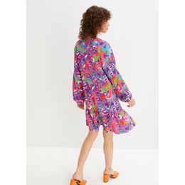 bonprix Damen Tunikakleid, bunt, Gr. 48, Web, Obermaterial: 100% Viskose, Kleider, f&uuml;r Fr&uuml;hjahr und Sommer, aus Viskose, in A-Linie, mit langem Arm