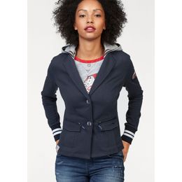 Kangaroos Damen Sweatblazer, blau, Gr. 32, kontrastfarbene Details, unifarben, Sweatware, Obermaterial: 65% Polyester, 35% Baumwolle. Einsatz: 63%