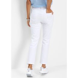 bonprix Damen Stretch-Hose, wei&szlig;, festlich, Gr. 48, Web, Obermaterial: 97% Baumwolle, 3% Elasthan, Hosen, 7/8-L&auml;nge, schmale Passform, aus
