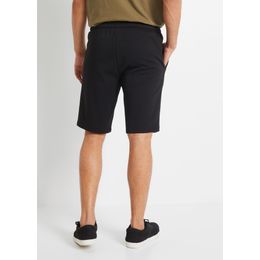 bonprix Herren Sweatbermudasschwarz, Gr. 56, unifarben, angeraute Sweatware, Obermaterial: 60% Baumwolle, 40% Polyester, Hosen, elastischer Bund und