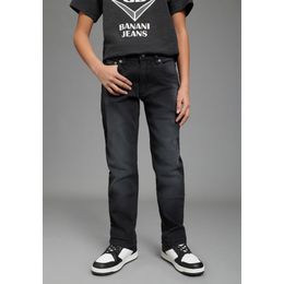 Bruno Banani Jungen Straight-Jeans "Gerade Stretchjeans mit modischer Stickerei auf Po-Tasche, f&uuml;r Jungen"schwarz used, Gr. 128, bestickt,