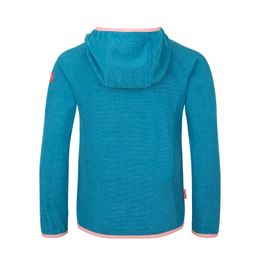 Trollkids M&auml;dchen Fleecejacke "Girls Sandefjord Jacket"harbor blau, peony rose, Gr. 110, Fleece, Obermaterial: 100% Polyester, Jacken, mit Kapuze,