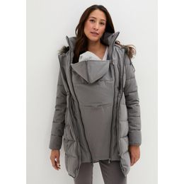 bonprix 3-in-1 warm wattierte Umstands- und Tragejacke, grau, Gr.36, Wattierte Schwangerschaftsjacke f&uuml;r die Schwangerschaft und danach