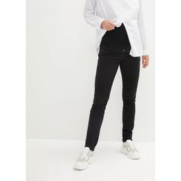bonprix Umstandshose mit Stretch Slim fit, schwarz, Gr.40, Schmale Hose f&uuml;r die Schwangerschaft mit Taschen, 97% Baumwolle