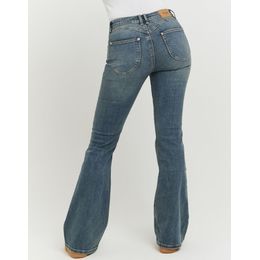 Tally Weijl Damen Bootcut-Jeans "SPADESASSY2", blau, Gr. 38, Abriebeffekte, Denim/Jeans, Obermaterial: 90% Baumwolle, 8% Elastomultiester, 2%