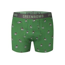 Greenbomb Boxershorts 'Funky Donkey' (GOTS) Herren Gr&ouml;&szlig;e L grau / grasgr&uuml;n