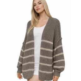 Worldclassca Knit Cardigan 'Strick Jacke mit Streifen' female Grey size S/L