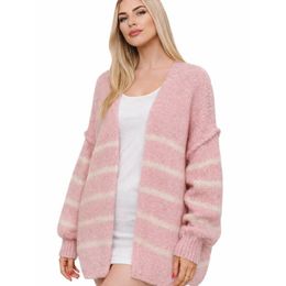 Worldclassca Knit Cardigan 'Strick Jacke mit Streifen' female Pink size S/L