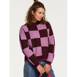 Shiwi Pullover 'Helsinki Check' Damen Gr&ouml;&szlig;e XS aubergine / orchidee