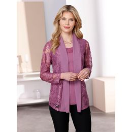 WITT Damen Spitzenbluse im Twinset-Look, violett, Gr&ouml;&szlig;e 52