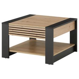 Livetastic Couchtisch, Schwarz, Eiche Artisan, Holzwerkstoff, quadratisch, eckig, 70x42x70 cm, Wohnzimmer, Wohnzimmertische, Couchtische