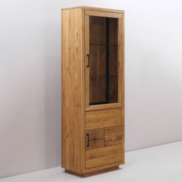 Pharao24.de Wohnzimmerschrank Vitrine mit Stauraum aus Eiche Massivholz in modernem Design