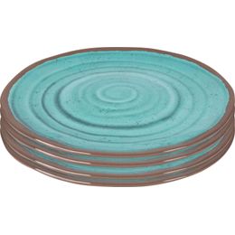 Bo-Camp Melamin Teller Set 4 St&uuml;ck blau / braun - Teller
