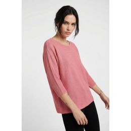 V&eacute;ro Moda 3/4 Arm-Pullover VERO MODA "VMNORA 3/4 BOATNECK BLOUSE NOOS", Damen, Gr. XS, coral paradise, Rippstrick, Obermaterial: 63% Polyester, 32% Viskose, 5% Wolle, unifarben, normal, U-Boot-Ausschnitt, Fledermaus&auml;rmel, Pullover 3/4 Arm-Pullover, mit Fledermaus&auml;rmeln