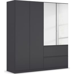 Dreht&uuml;renschrank Rauch "Kleiderschrank Schrank Garderobe COSTA in den Breiten 91/136/181 cm", grau (graumetallic, eingriffe graumetallic), B:181cm H:197cm T:54cm, Holzwerkstoff, Schr&auml;nke, Dreht&uuml;renschrank, mit Spiegel, grifflose Front und Push-to-Open Funktion MADE IN GERMANY
