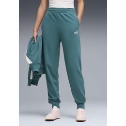 Trainingshose Puma "ESS SMALL NO. 1 LOGO COMFORT HIGH-WAIST SWEATPANTS TR CL (S)", Damen, Gr. M, N-Gr, emerald ice, Sweatware, Obermaterial: 68% Baumwolle, 32% Polyester, unifarben, comfort fit normal, Hosen Trainingshose, mit hohem Bund, komfortabler Schnitt, seitliche Eingrifftaschen