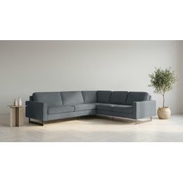 Ecksofa Home Affaire "Pinto, XXL, 250/290 cm, langer Schenkel, Ottomane", dunkelgrau, B:290cm H:85cm T:250cm, 100% Polyester, Sofas, Ecksofa, Cord, Chenille, Lederoptik, mit Keder, Metallf&uuml;&szlig;e, Wellenunterfederung