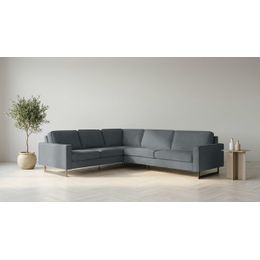 Ecksofa Home Affaire "Pinto, XXL, 250/290 cm, langer Schenkel, Ottomane", dunkelgrau, B:290cm H:85cm T:250cm, 100% Polyester, Sofas, Ecksofa, Cord, Chenille, Lederoptik, mit Keder, Metallf&uuml;&szlig;e, Wellenunterfederung