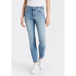 Slim-fit-Jeans BOSS Orange "JACKIE MR 11.0 Premium Damenmode", Damen, Gr. 34, L&auml;nge 30, medium blau 423, Denim/Jeans, Obermaterial: 92% Baumwolle, 6% Polyester, 2% Elasthan, unifarben, slim fit lang, Jeans Slim-fit-Jeans, im 5-Pocket-Stil, Mid Rise