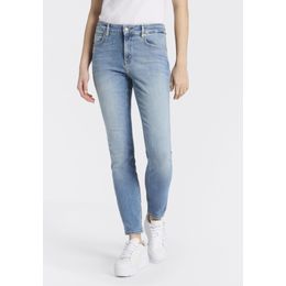 Slim-fit-Jeans BOSS Orange "JACKIE MR 11.0 Premium Damenmode", Damen, Gr. 29, L&auml;nge 30, medium blau 423, Denim/Jeans, Obermaterial: 92% Baumwolle, 6% Polyester, 2% Elasthan, unifarben, slim fit lang, Jeans Slim-fit-Jeans, im 5-Pocket-Stil, Mid Rise