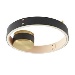 KHG LED-Deckenleuchte Kunstleder schwarz/goldfarben schwarz Ma&szlig;e (cm): H: 5 &Oslash;: 40.0 &raquo; M&ouml;bel Kraft