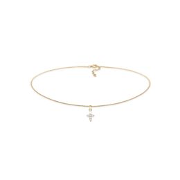 Choker Elli "Halskette Choker Kreuz Religion Zirkonia 925 Silber" Gr. 36, gold, Halsketten, Damen, mit Steinen, Silber 925 (Sterlingsilber), Choker