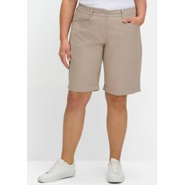 Bermudas sheego, Damen, Gr. 58, Normalgr&ouml;&szlig;en, helltaupe, 98% Baumwolle, 2% Elasthan, unifarben, Hosen Bermudas