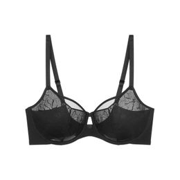 Minimizer-BH Triumph "Comfort Contour", Damen, Gr. 75, Cup C, schwarz, Microtouch, Obermaterial: 65% Polyamid, 35% Elasthan, BHs Minimizer-BH, verkleinert die Brust optisch, Spitze, Mesh, weich