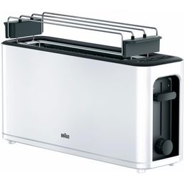 Braun Toaster "PurEase HT 3110 WH - 2 Langschlitze, 7 Stufen, Auftau- Aufw&auml;rmfunktion", schwarz (wei&szlig;), B:12cm H:24cm T:38cm, Toaster, 1.000 W, Kunststoff, Automatische Abschaltung, Br&ouml;tchenaufsatz, Toaster