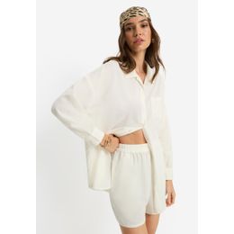Langarmbluse LSCN BY LASCANA, Damen, Gr. 36, creme, Web, Obermaterial: 58% Viskose, 28% Baumwolle, 14% Leinen, unifarben, figurumspielend h&uuml;ftbedeckend, 1-Knopf-Manschette, Blusen Langarmbluse