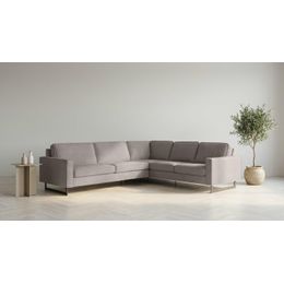Ecksofa Home Affaire "Pinto, XXL, 250/290 cm, langer Schenkel, Ottomane", braun, B:290cm H:85cm T:250cm, 100% Polyester, Sofas, Ecksofa, Cord, Chenille, Lederoptik, mit Keder, Metallf&uuml;&szlig;e, Wellenunterfederung