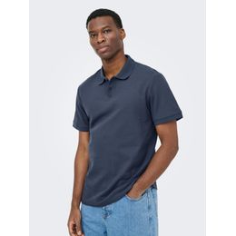 Only & Sons Poloshirt ONLY & SONS "ONSBEN REG SS POLO SHIRT NOOS", Herren, Gr. S, blau nights, Jersey, Obermaterial: 100% Baumwolle, unifarben, regular fit normal, ohne Ausschnitt, Shirts Poloshirt, Baumwolle, regular fit