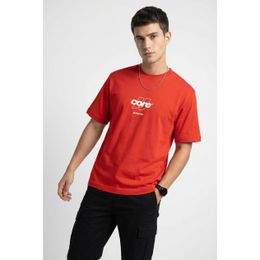 Jack & Jones T-Shirt JACK & JONES "JCOCLUB FRONT PRINT TEE SS CREW SN", Herren, Gr. XL, flame scarlet, Jersey, Obermaterial: 100% Baumwolle, bedruckt, relaxed fit normal, Rundhals, Shirts T-Shirt, mit Print