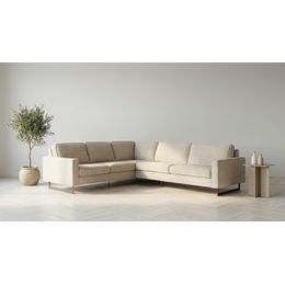Ecksofa Home Affaire "Pinto, XXL, 250/290 cm, langer Schenkel, Ottomane", creme, B:290cm H:85cm T:250cm, 100% Polyester, Sofas, Ecksofa, Cord, Chenille, Lederoptik, mit Keder, Metallf&uuml;&szlig;e, Wellenunterfederung