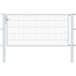 Zauneinzelt&uuml;r Alberts "Flexo", silber (silberfarben), B:200cm H:100cm, Stahl, Tore, Zauneinzelt&uuml;r, 200 cm Breite, in versch. H&ouml;hen
