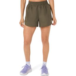 Laufshorts asics "NAGINO RUN ADJUSTABLE 4IN SHORT", Damen, Gr. M, N-Gr, schwarz olive, Obermaterial: 100% Polyester, Hosen Laufshorts
