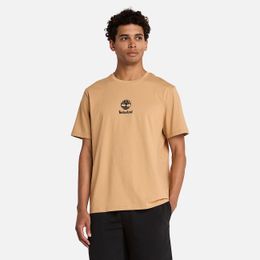 T-Shirt Timberland "Print Stack Logo Short Sleeve Tee", Herren, Gr. XL, light wheat b, Single Jersey, Obermaterial: 100% Baumwolle, Rundhals, Shirts T-Shirt, sportlicher Schnitt, Kurzarm, f&uuml;r Sportmode und Casualmode