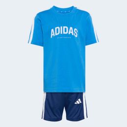 Trainingsanzug adidas Sportswear "ADIDAS COLLEGIATE KIDS SET", Jungen, Gr. 128, ray blau, Obermaterial: 100% Baumwolle. Obermaterial Hose: 100% Polyester, Sportanz&uuml;ge Trainingsanzug, Topseller