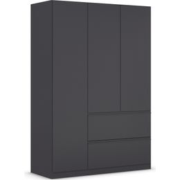 Dreht&uuml;renschrank Rauch "Kleiderschrank Schrank Garderobe COSTA in den Breiten 91/136/181 cm", grau (graumetallic, eingriffe graumetallic), B:136cm H:197cm T:54cm, Holzwerkstoff, Schr&auml;nke, Dreht&uuml;renschrank, viel Platz, grifflose Front und Push-to-Open Funktion MADE IN GERMANY