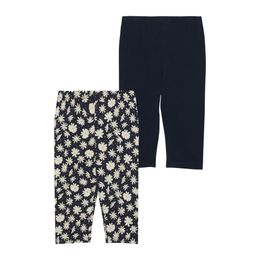 3/4-Leggings s.Oliver JUNIOR, M&auml;dchen, Gr. 128, N-Gr, navy aop, dunkelblau, Jersey, Obermaterial: 95% Baumwolle, 5% Elasthan, bedruckt, gemustert, unifarben, bequem 3/4-L&auml;nge, Hosen 3/4-Leggings, 2er Pack, f&uuml;r Girls, unifarben und gemustert