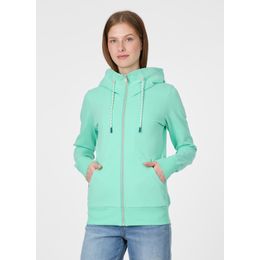 Sweatjacke Ragwear "NESKIA ZIP B", Damen, Gr. L, lagoon gr&uuml;n, Sweatware, Obermaterial: 95% Baumwolle, 5% Elasthan, unifarben, normal, Rundhals, Sweatjacken Sweatjacke, D&uuml;nne Baumwollmischung, innen brushed mit Stickerei auf der Kapuze
