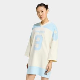 Langarmshirt adidas originals "WMS JERSEY DRES", Damen, Gr. L, ice blau, Obermaterial: 100% Polyester, normal, V-Ausschnitt, Shirts Langarmshirt