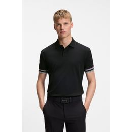 Poloshirt BOSS Green "Polo Zone", Herren, Gr. XL, schwarz (schwarz001), Jersey, Obermaterial: 100% Baumwolle, unifarben, slim fit h&uuml;ftlang, B&uuml;ndchen, Shirts Poloshirt, mit Piqu&eacute;-Streifen und einem Logo am &Auml;rmel