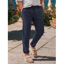 Chinohose Lerros "Leichte Chino mit G&uuml;rtelschlaufen, Baumwollmix", Herren, Gr. 36, L&auml;nge 34, blau night, 80% Baumwolle, 20% Leinen, Hosen Chinohose