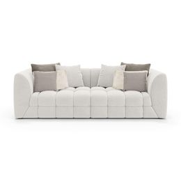 Big-Sofa s.Oliver "COBBO 3-Sitzer Design-Sofa Bubble-Optik, Ma&szlig;e B/T/H: 259/126/104 cm", creme, B:259cm H:104cm T:126cm, 100% Polyester, Sofas, Big-Sofa, mit vielen Kissen, moderne Steppung und hoher Sitzkomfort