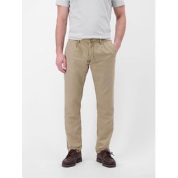 Chinohose Lerros "Leichte Chino mit G&uuml;rtelschlaufen, Baumwollmix", Herren, Gr. 38, L&auml;nge 34, medium kitt, 80% Baumwolle, 20% Leinen, Hosen Chinohose