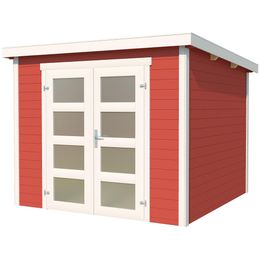 Gartenhaus Lasita Maja "Zambezi 4", rot (schwedenrot), ohne Fu&szlig;boden, ohne Dacheindeckung, Holzwerkstoff, Gartenh&auml;user, Gartenhaus, Blochbohlenhaus 28mm, Fundamentmass 2500x2500, Schwedenrot