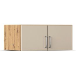Aufsatzschrank Rauch "Gamma", eiche artisan, beige (champagner), griffe chrom, B:91cm H:39cm T:54cm, Holzwerkstoff, Schr&auml;nke, Aufsatzschrank, f&uuml;r eine maximale Nutzung der Deckenh&ouml;he, viele Farben MADE IN GERMANY