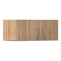 Aufsatzschrank Rauch "Gamma", eiche sonoma, griffe chrom, B:91cm H:39cm T:54cm, Holzwerkstoff, Schr&auml;nke, Aufsatzschrank, f&uuml;r eine maximale Nutzung der Deckenh&ouml;he, viele Farben MADE IN GERMANY