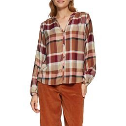 Langarmbluse s.Oliver, Damen, Gr. 34, rosa (winter blush check), Web, Obermaterial: 50% Modal, 50% Viskose, kariert, regular fit taillenbedeckt, V-Ausschnitt, B&uuml;ndchen, Blusen Langarmbluse, mit Karo Muster